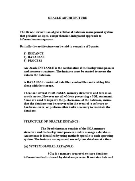 oracle architecture pdf oracle database databases
