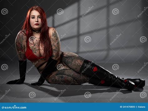 Redhead Plus Size Woman In Lingerie Stock Image Image Of Caucasian