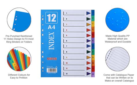 Part File Dividers A PackPlastic A Folder Dividers For Ring Binders With Reinforced