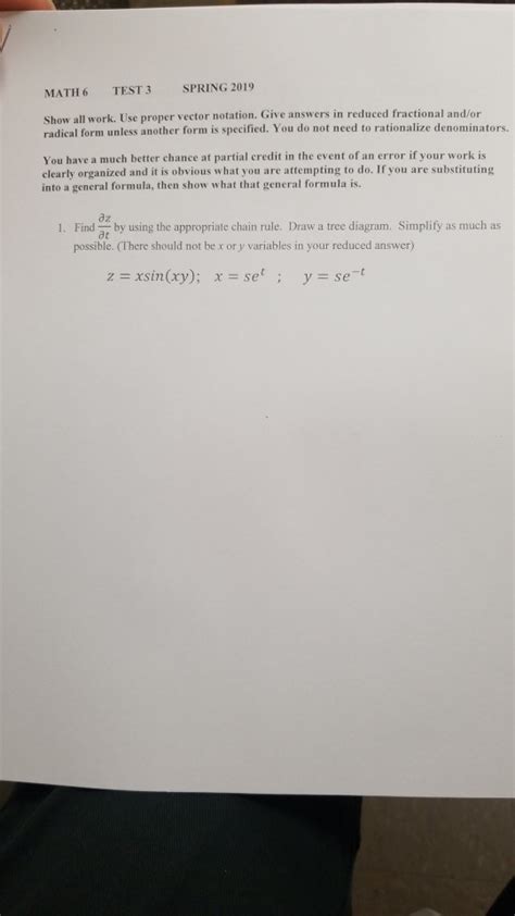 Solved Spring 2019 Math 6 Test 3 Show All Work Use Proper