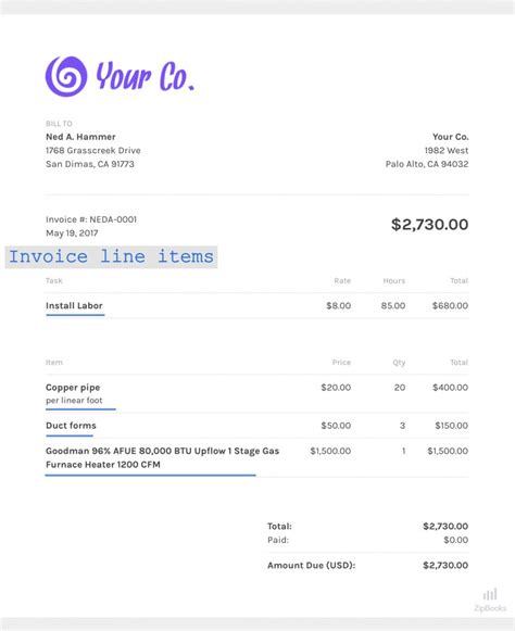What Is A Line Item On An Invoice ZipBooks