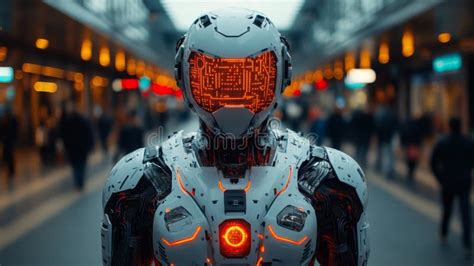 Innovative Robot Standing At A Transport Hub Enhancing Logistics And