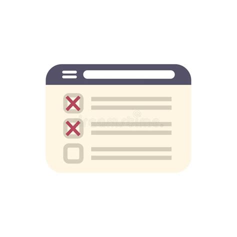 Browser Window Displaying Online Survey With Checkboxes And Cross Marks Stock Illustration