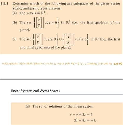 solved 1 5 1 determine which of the following are subspaces