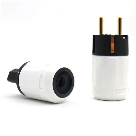 Viborg 2Pcs Gold Plated EU IEC Speaker Power Plugs Audio Connector AC Power Cord Plugs For Speaker