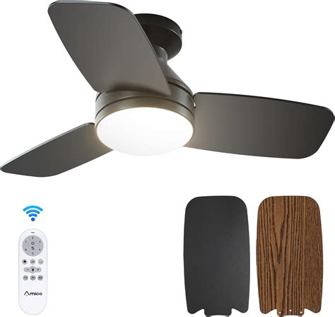 Amico Ceiling Fans With Lights 30 Inch Low Profile Ceiling