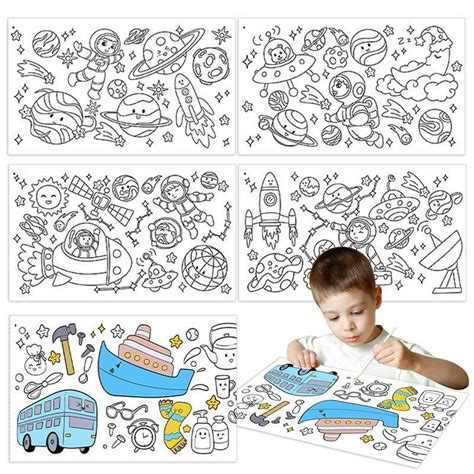 어린이 드로잉 롤 색칠하기 종이 롤 Diy 페인팅 조기 교육 장난감 스티커 방수 색칠하기 종이 롤 학습 및 교육