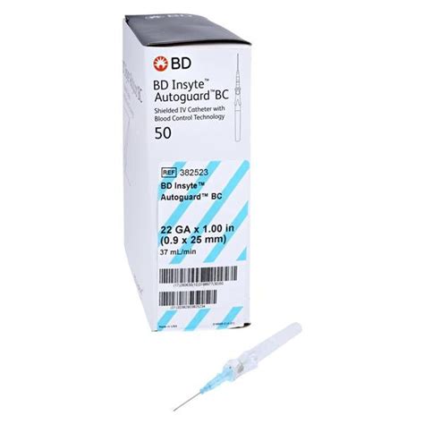 Insyte Autoguard Blood Control Catheter Shielded 22 Gauge 1 Blue 50bx