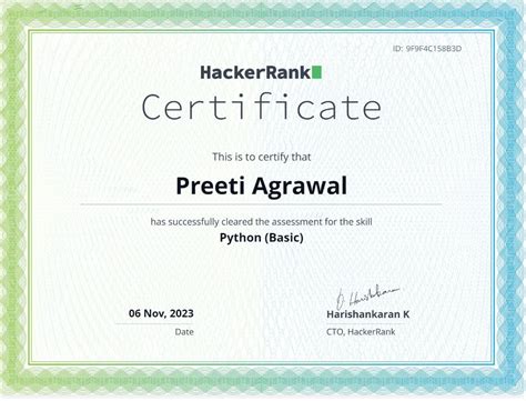 Preeti Agrawal On Linkedin Hackerrank Certificationcomplete Pythonprogramming Dataanalysis