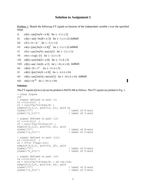 Assignment 01 Solution Solution To Assignment 1 Problem 1 Sketch The