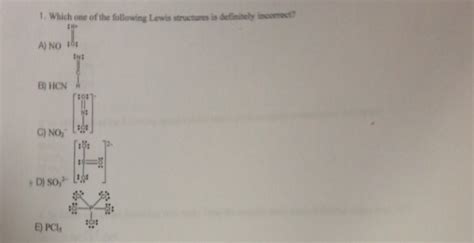 Solved Which One Of The Following Lewis Structure Is