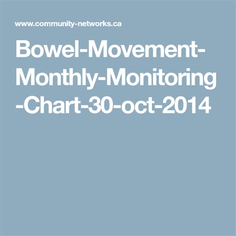 Bowel Movement Monthly Monitoring Chart