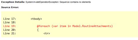C Why Does My Razor View Throw Invalidoperationexception For The Wrong Part Of The Code