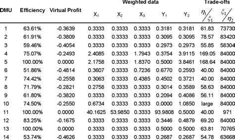 RESULTS FROM THE SBM MODEL AFTER INTRODUCING WEIGHT RESTRICTIONS IN Download Table