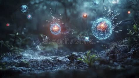 Floating Algorithm Visualizations In A Surreal Landscape Of Technology Nature And Mystery Stock Floating Algorithm Visualizations In A Surreal Landscape Of Technology Nature And Mystery Stock