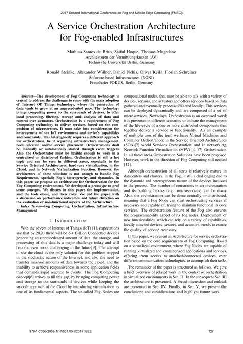 Pdf A Service Orchestration Architecture For Fog Enabled Infrastructures