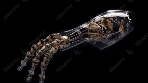 Golden Robot Standing With Its Arms Spread Apart Powerpoint Background
