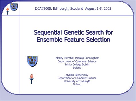 ppt sequential genetic search for ensemble feature selection powerpoint presentation id 9726454