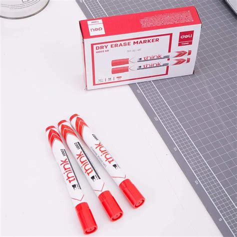 Deli Dry Erase Whitebaord Marker Red Chisel Tip 2 5mm Eu00240 1pc
