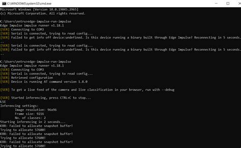 Error Failed To Allocate Snapshot Buffer When Running Edge Impulse