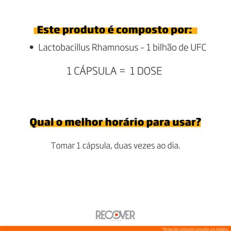 Lactobacillus Rhamnosus 1 Bilhão Ufc 60 Cápsulas Recover Farma