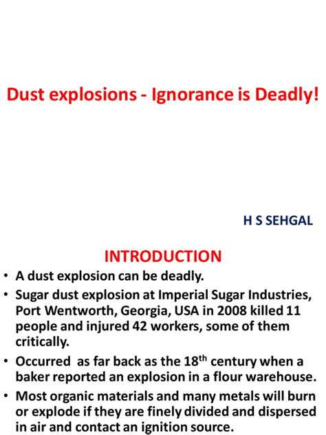 Ignorance Is Deadly Dust Explosions Explained Pdf Explosion