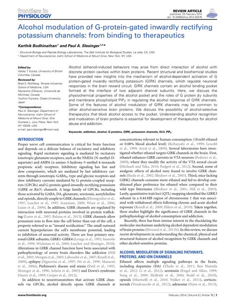 Pdf Alcohol Modulation Of G Protein Gated Inwardly Rectifying