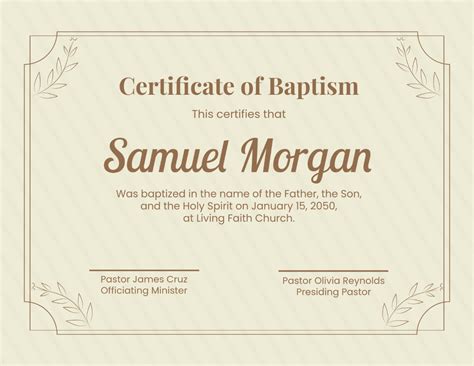 Baptism Certificate Template Download