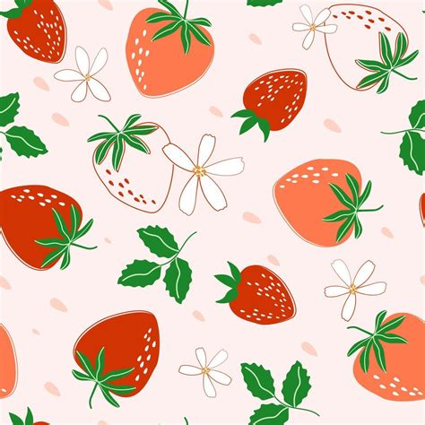 Patrón Sin Costuras Con Deliciosas Fresas Maduras Estampado Natural De