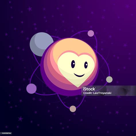 Cute Pluto Planet With A Smiling Face And Heart Shape Vector Cartoon Pluto Charon And Other