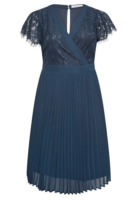 Yours London Plus Size Navy Blue Lace Wrap Midi Dress Yours Clothing