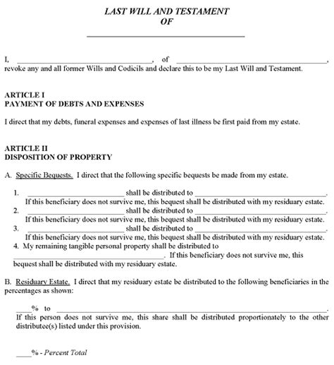 Free Printable California Will Forms Pdf And Word