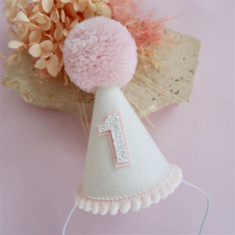 Pink And White Birthday Hat White Pink Party Hat First Birthday