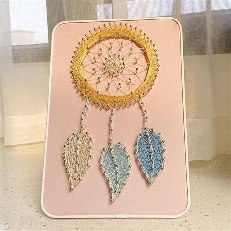 手工釘子繞線畫 兒童diy手工材料包弦丝画捕梦网diy材料包 手工制作少女心送同学礼物女绕线画钉子画裝飾 蝦皮購物