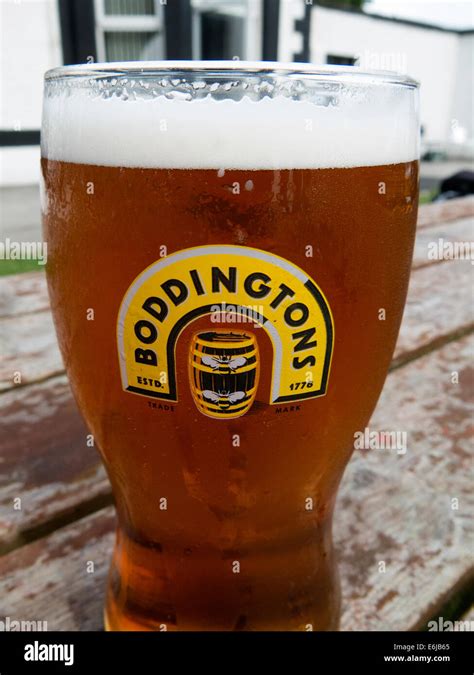 Glasses Of Boddingtons Bitter From Manchester In A Pint Glass Stock