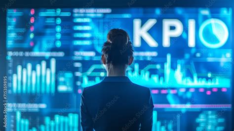 Back Of A Businesswoman In Front Of Professional Key Performance Indicator Kpi Metrics Dashboard