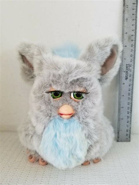 Large 2005 Furby Gray Blue With Mohawk Blue Eyes Electronic Rare Big