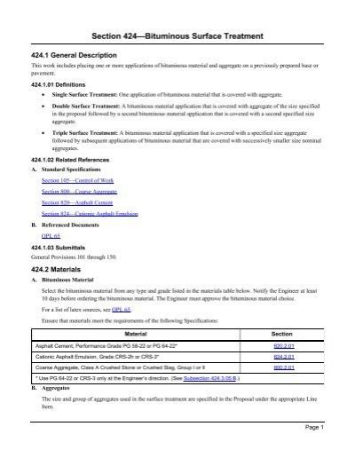 Section 424 Bituminous Surface Treatment