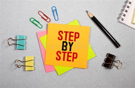 Step By Step Word Written On Wood Block Step By Step Text On Table