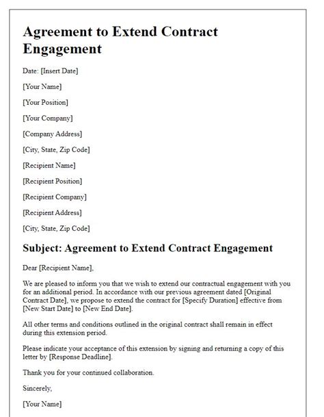 Letter Template For Contract Engagement Extension Free Samples In Pdf Letterin