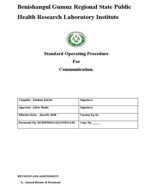 Bgrsphrli4 1 01 Communication Sop Pdf Quality Management