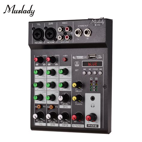 Muslady M 4U Portable 4 Channel BT Mixing Console Digital Audio Mixer Built In Reverb Effects