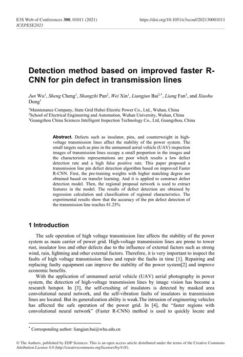 Pdf Detection Method Based On Improved Faster R Cnn For Pin Defect In