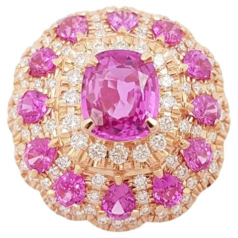 Certified Star Pink Sapphire Pink Sapphire And Diamond Ring In 18k
