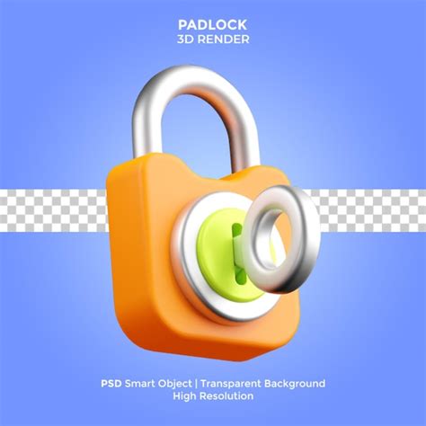 Premium PSD Padlock D Render Illustration Isolated Premium Psd