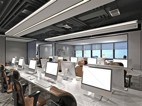 现代工作办公室的3d渲染高清图片下载 正版图片507494919 摄图网