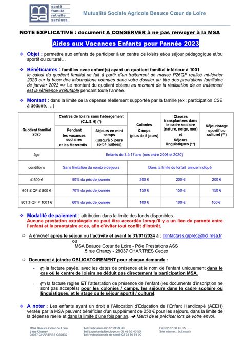 Note Explicative Aides Aux Vacances Enfants 2023