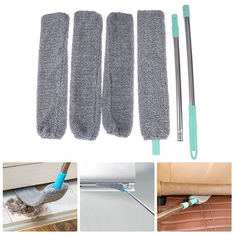 가정용 먼지 청소기 긴 손잡이 걸레 깃털 청소 블라인드 먼지 브러시 제거 극세사 스위퍼 침대 바닥 갭 도구
