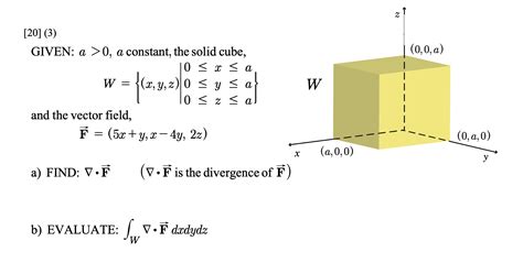Solved GIVEN A A Constant The Solid Cube And The Vector Chegg