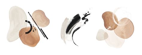 추상 텍스처 배열 디지털 인쇄 미리 만들어진 컴포지션 디자인 세트 테라코타 홍당무 핑크 아이보리 베이지 블랙 수채화 일러스트 레이 션 및 골드 요소 배경 모던 양식에 대한